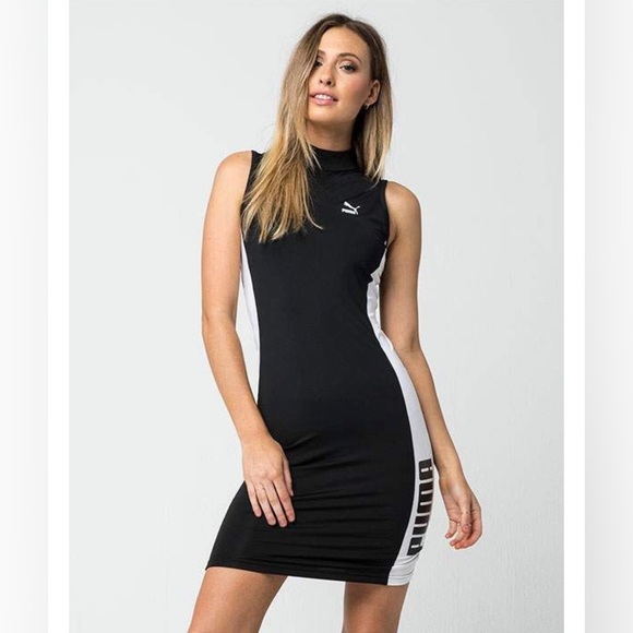 Puma | Dresses | Nwt Puma Bodycon Dress In Black And White Classy And ...